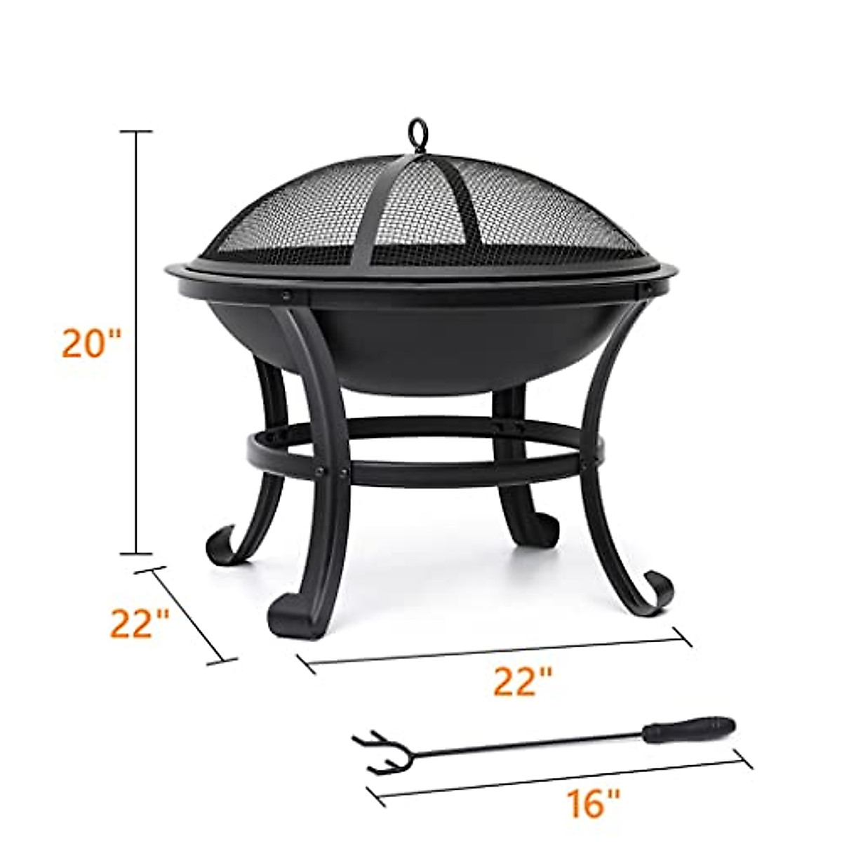 22inch BBQ Grill Outdoor Wood Burning Fire Pit Stove Garden Patio Wood Log Barbecue Grill Cooking Tools Outdoor Camping