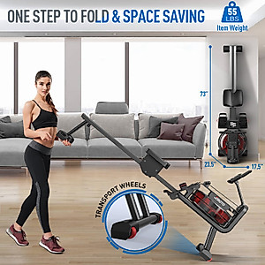 JOROTO MR23 Water Rowing Machine for Home Use, 300 Lbs MAX Weight Capacity Rower Machine with Bluetooth Function, Ipad Holder, 44 Days Kinomap Subscription