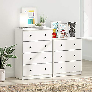 Furinno Tidur Simple Design Dresser, 4-Tier Knob, Solid White