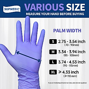 Supmedic Nitrile Exam Gloves, 3.5 Mil Powder-Free Food Safe Cleaning First Aid Disposable Medical Glove, Purple 100 Pcs (Medium)