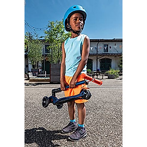Micro Kickboard - Maxi Deluxe Foldable LED - Three Wheeled, Lean-to-Steer, Fold-to-Carry Swiss-Designed Micro Scooter for Kids with Motion-Activated Light-Up Wheels for Ages 5-12 (Blue)