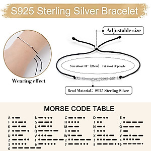 Ieftop Mom Daughter Bracelets Gift, S925 Sterling Silver Mother and Daughter Morse Code Bracelets for Birthday Mother's Day Mother Daughter Gifts Morse Code Bracelets Gifts for Mom from Daughter