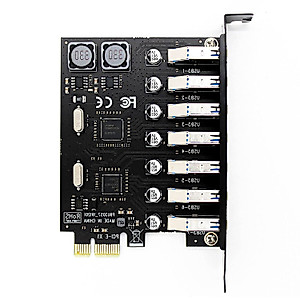 Dracaena 7 Ports USB 3.0 PCI Express USB Expansion Card,USB 3.0 7 Ports Expansion Card,Connect 7 Devices Expanded,Not Compatible with PCIe Riser,Support Desktop PC, Linux/WindowsXP/ 7/8/ 8.1/10