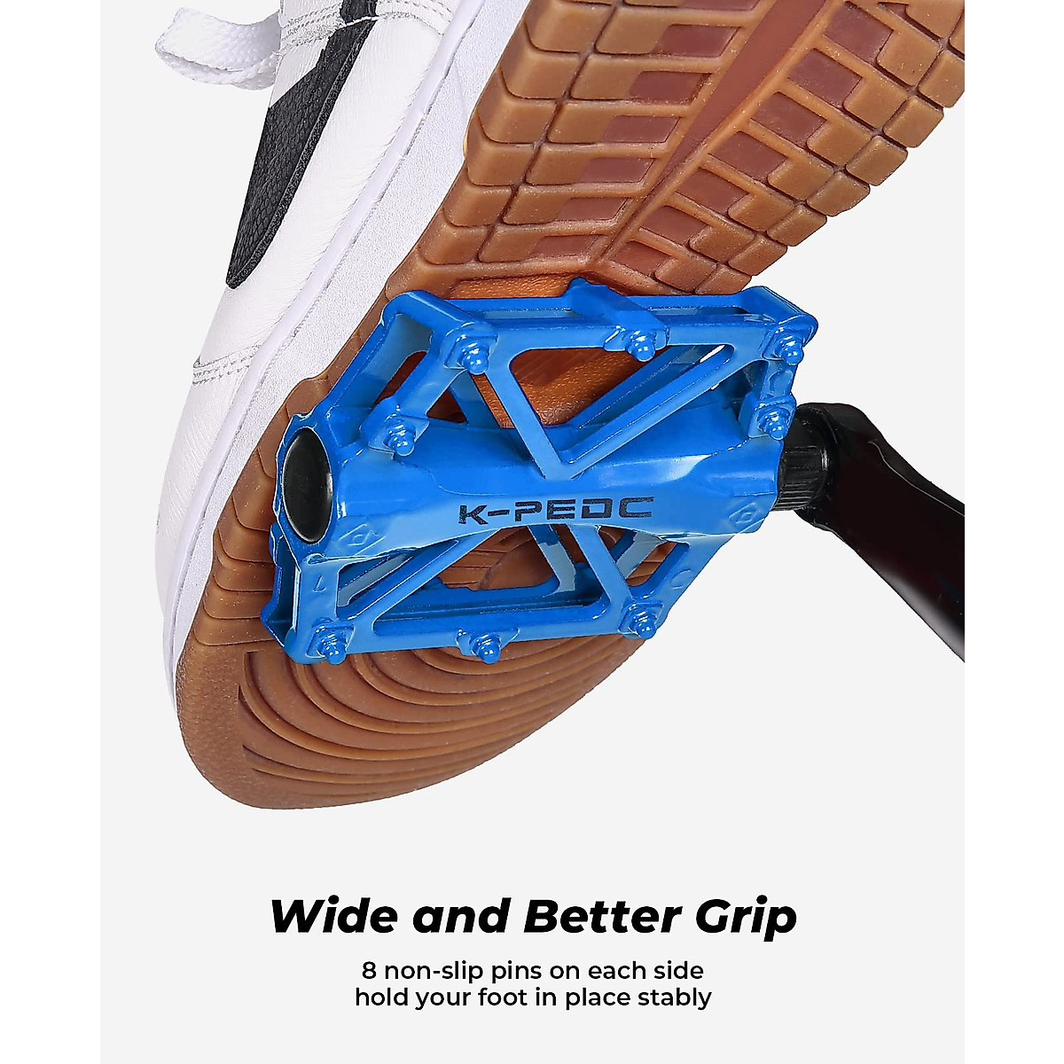 KEMIMOTO Mountain Bike Pedals MTB Bicycle Flat Pedals, 9/16'' CNC Aluminum Durable Sealed Bearings for Most Bikes BMX MTB Enduro Downhill Trail (Two Pack) (Blue)