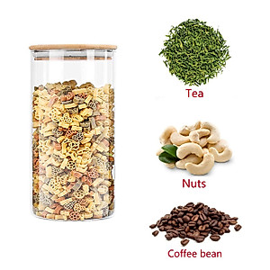 Sohapy Airtight Food Storage Containers Jar Set Cereal Container with Airtight Seal Bamboo Lid Food Organization Sets Cookies Jar Cylinder for Pantry Kitchen Coffee Flour and More Container (3)