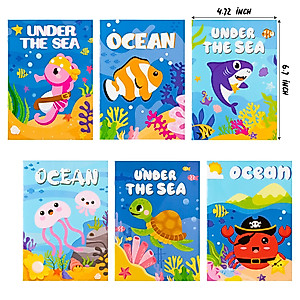 ANGOLIO 24Pcs Ocean Animals Coloring Books Bulk for Kids Mini DIY Art Drawing Book Set for Shark Seahorse Jellyfish Under The Sea Animal Theme Kindergarten School Classroom Rewards Goodie Bag Filler