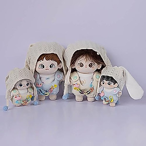 niannyyhouse 10cm 20cm Plush Doll Clothes Knit Cap T-Shirt Strap Pants Soft Stuffed Plush Toy Dress Up Accessories (Blue, 20cm)