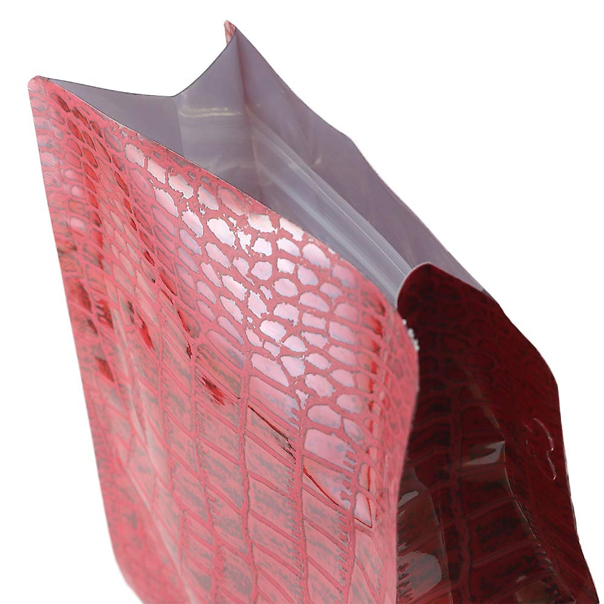 Different Colored & Print 25Pcs Heavy-Duty Aluminum Flat Bottom Stand-Up Bags w/Valve (8oz, Red Pattern)