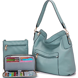 Large Crossbody Bags Ladies Shoulder Handbags Purse and Wallet Set for Women Totes Hobo Purses SkyBlue
