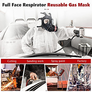 GZYZAMZ Full Face Respirator Reusable Gas Mask, Survival Nuclear and Chemical Gas Masks with 40mm Activated Carbon Filter in Vapor, Chemical, Gas, Paint Spary, Woodworking and Other Work Protection