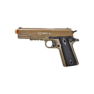 Soft AIR USA Colt 1911 A1 Spring Airsoft Pistol with Metal Slide, 345 FPS, Brown