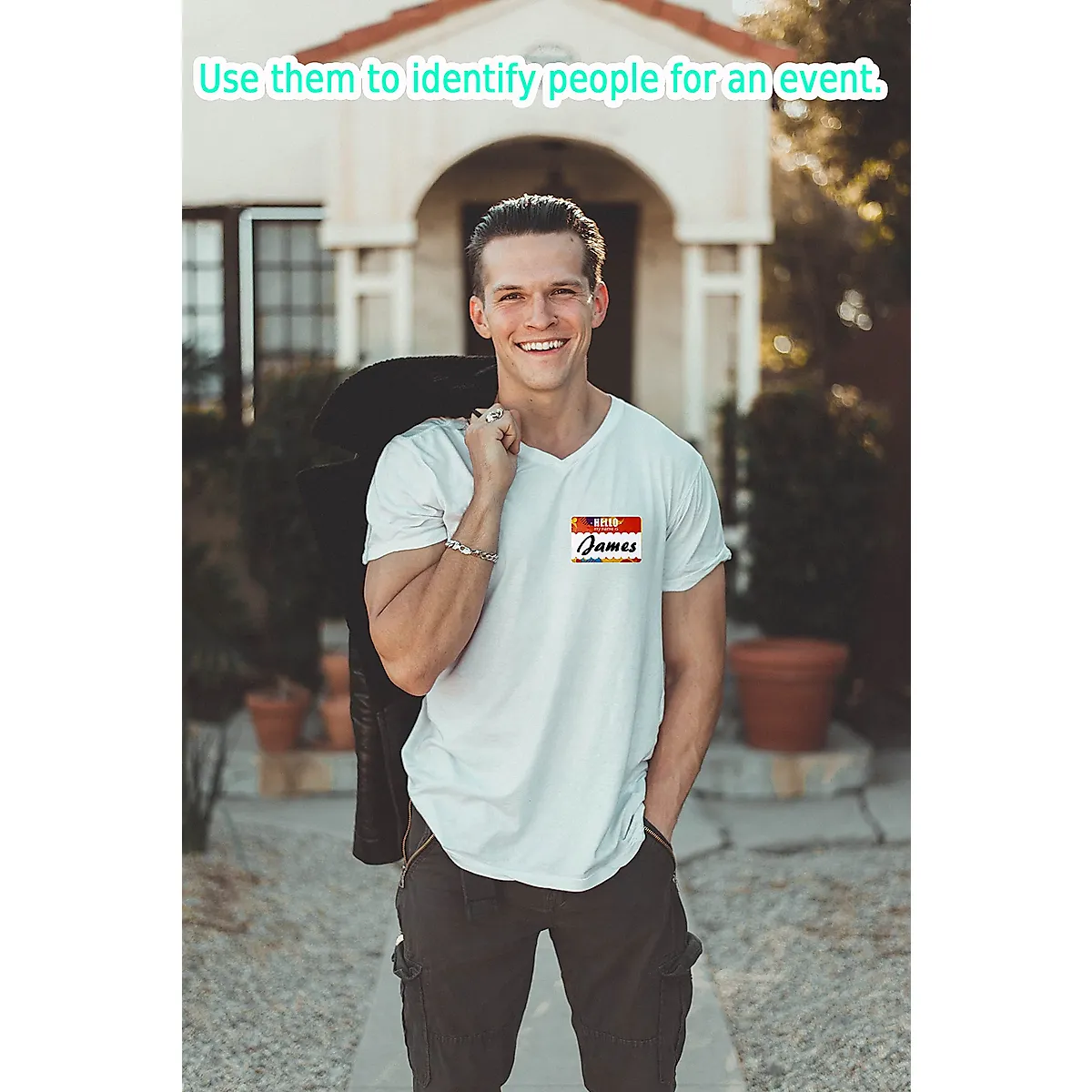 Name Tag Stickers Identify People Name Tag Labels Perforated Roll Tag for Classroom Clothes Desks Backpack Nametag Labels (Name)