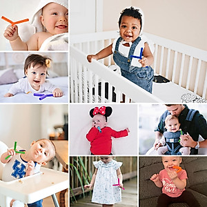 3 Pack Sensory Chew Hollow Teething Tubes, Y Style Teether Toys for Babies 3+ Months, Baby Kids Boys and Girls, Silicone Teether Tubes for Autistic Chewers, ADHD, Baby Nursing or Special Needs