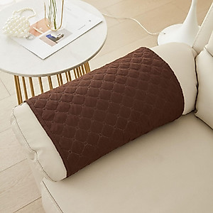 Biiouie 3 Pcs Recliner Couch Covers Arm Covers for Recliner Chair with Storage Pockets Headrest Cushion Armchair Slipcovers Sofa Towel for Recliner Sofa Couch Protector,Brown