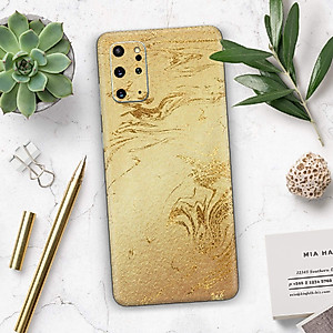 DesignSkinz Molten Gold Digital Foil Swirl V10 Protective Vinyl Decal Wrap Skin Cover Compatible with The Samsung Galaxy S20 (Screen Trim & Back Glass Skin)