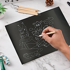 200 Sheets Carbon Paper Graphite Paper Black Carbon Transfer (8.5 x 11.5 inch) Tracing Papers with 5 PCS Embossing Styluses Dotting Tools for Wood Paper Canvas Craft