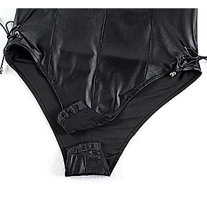 Womens Bunny Girl Suit Button Crotch Romper Onesie Bodysuit Cosplay Costume Furry Cat Ear Gloves Socks Set(Black 4XL)