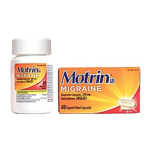 Motrin IB Migraine Liquid Gel Caps, Ibuprofen 200 mg, Migraine Relief Medicine, 80 Ct