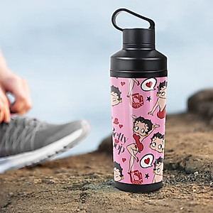 Betty Boop OFFICIAL Collage 18 oz Insulated Water Bottle, Leak Resistant, Vacuum Insulated Stainless Steel with 2-in-1 Loop Cap