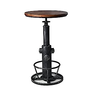 Topower Industrial Bar Table 38.58-48.43" Adjustable Pub Table Kitchen Dining Coffee Bistro Table Silver