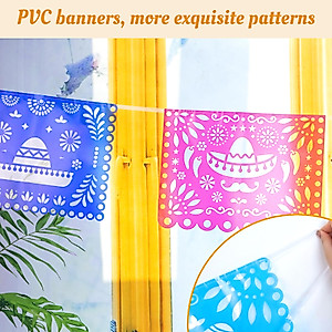 JOHOUSE 2 Pack Mexican Party Banners,36 Feet Fiesta Banner PVC Papel Picado Mexican Fiesta Garland for Cinco De Mayo Fiesta Party Dia De Los Muertos Day of the Dead