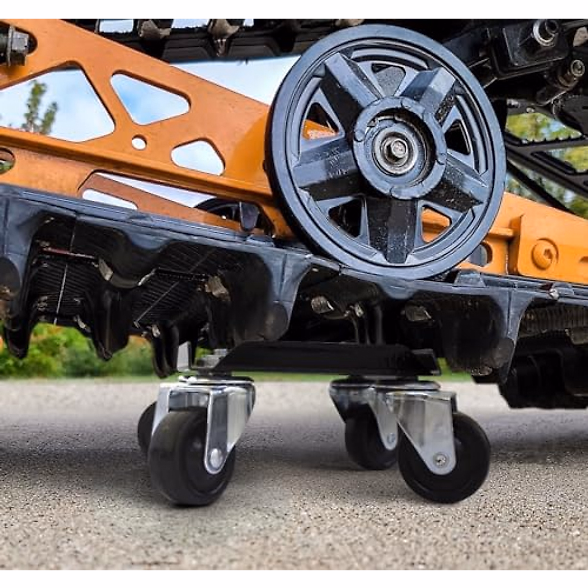 MaxxHaul 50906 Snowmobile Moving Dolly Set, 1500lbs Load Capacity V-Slide Anti-Slip Rubber Pads Straps Firmly Attaching on Skis