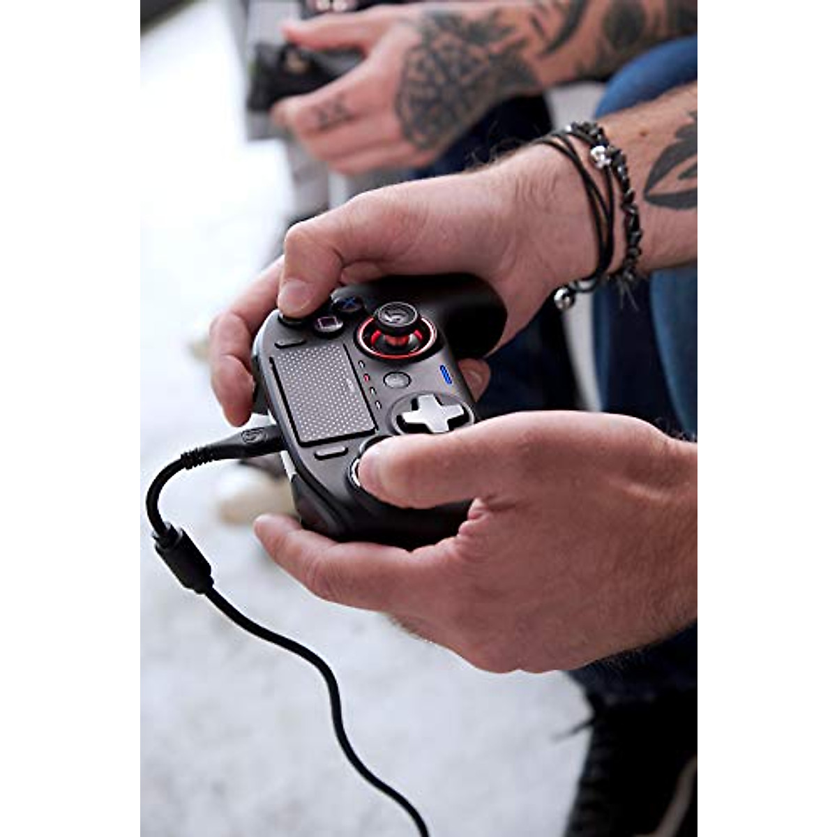 NACON PlayStation 4 Controller - Wired, USB-C, 4 Configurable Shortcut Buttons, Dual Concave Customizable Sticks, LED Player Status Indicator