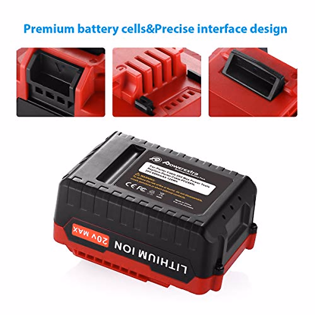 Powerextra 20V Max 6.0Ah Lithium Replacement Battery Compatible with Porter Cable PCC685L PCC680L Cordless Tools Batteries