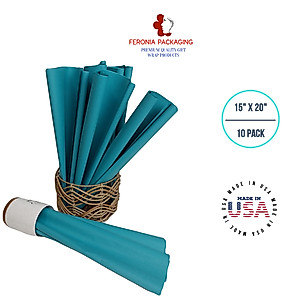 Feronia packaging Caribbean Teal Tissue Paper Squares, Bulk 10 Sheets, Premium Gift Wrap and Art Supplies for Birthdays, Holidays, or Presents, Large 15 Inch x 20 Inch Made in USA