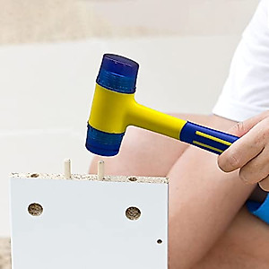 Rubber Mallet Hammer,KAIHAOWIN 30mm Rubber Mallet Rubber Hammer Small Rubber Mallet Double-Faced Soft Hammer with Ergonomic Shaped Anti-Shock/Slip Handle for Jewelry Leather Crafts Woodworking Camping