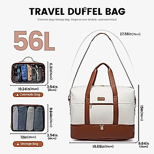 LOVEVOOK Weekender Bag, Large Travel Duffel Bag for Women with 2 Packing Cubes, Carry on Overnight Bag with Shoe Compartment, Mom Hospital Bags for Labor and Delivery