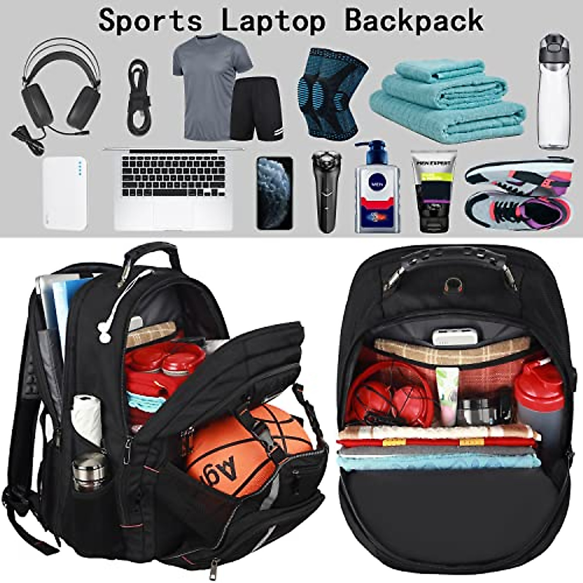 YALIXIAN Travel Laptop Backpack,Extra Large 18.4 Inch Laptop RFID Anti Theft TSA Friendly Backpack with USB Charging Port,Water Resistant,Computer Bag for Women Men Notebook&Basketball
