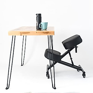 Sleekform Kneeling Chair - Home Office Desk Stool for Back Posture Support, Comfortable Cushions, Angled Seat, Wheels, Rolling, Black…