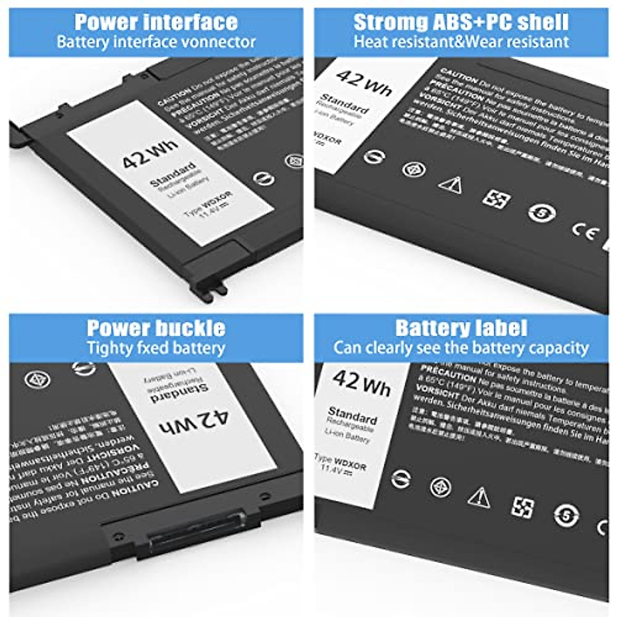 42Wh WDX0R Laptop Battery for Dell Inspiron 13 15 5000 7000 Series 13 7378 7375 7368 5378 5379 5368 15 7579 7569 5567 5568 5570 5578 5775 5579 7560 7570 17 5765 5767 5770 Series WDXOR P58F P69G 3CRH3