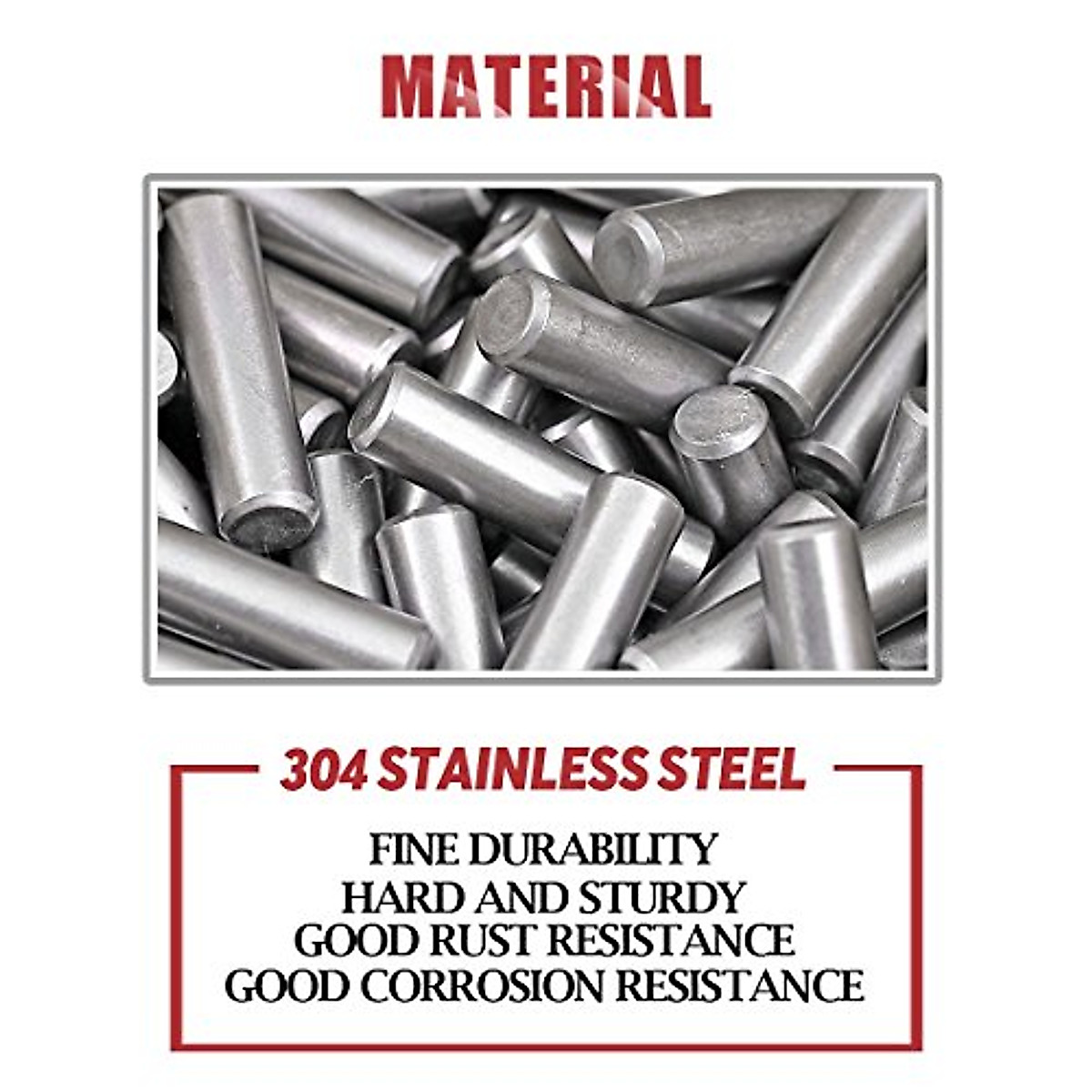 Hilitchi 110 Pcs Dowel Pin Stainless Steel Shelf Support Pin Fasten Elements Assortment Kit - Size Include 5mm x 10mm / 16mm / 20mm / 25mm / 30mm / 35mm / 40mm