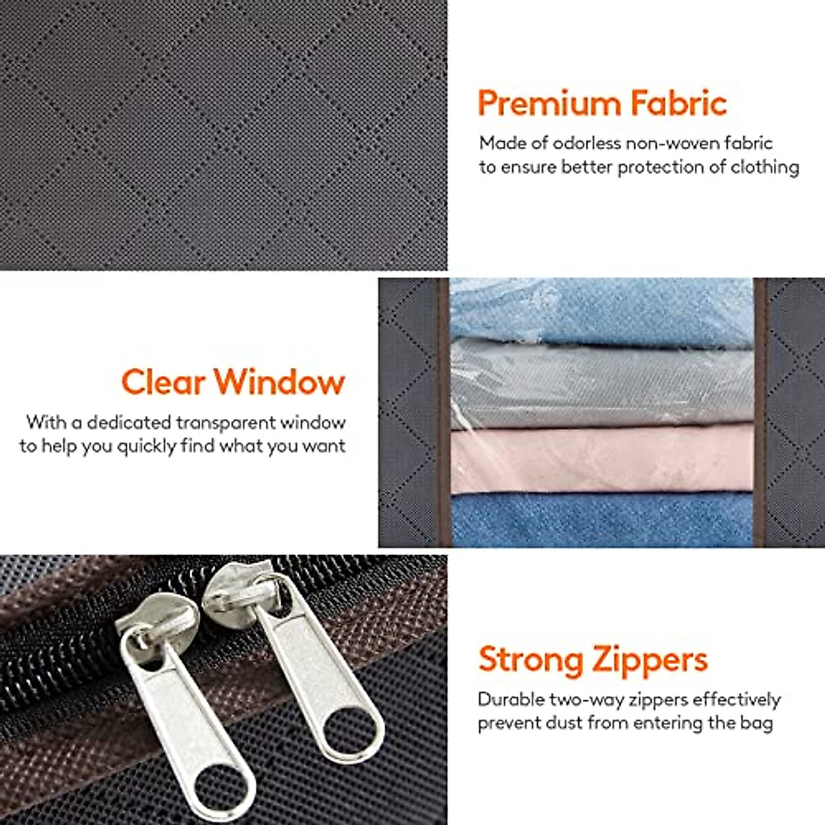 Lifewit 4-Pack Clothes Storage Bag, Foldable Storage Bins Closet Organizer with Reinforced Handle, Storage Containers With Sturdy Fabric Clear Window for Towel, Sweater, T-shirts, Gray