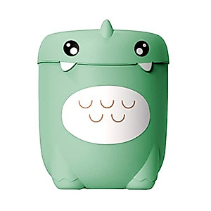 FOMIYES Plastic Garbage Can Dinosaur Trash Can Cartoon Garbage Bin Waterproof Wastebasket Garbage Waste Basket with Pressure Ring for Home Kitchen Bathroom Light Green
