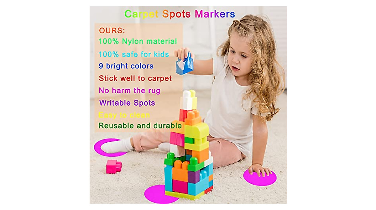 Colorful Classroom Sit Dots - 36 Durable Carpet Markers