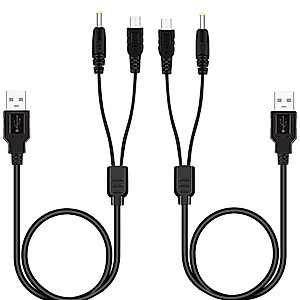 2 Pack PSP Charger Cable, Portable USB PSP Power Cord & Data Cable for Sony PSP 1000 2000 3000, Charging Cord 2-in-1