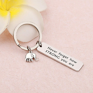 bobauna Elephant Keychain Don't Forget How Strong You Are Strength Jewelry Uplifting Gift For Friend Family Animal Lovers (never forget keychain)
