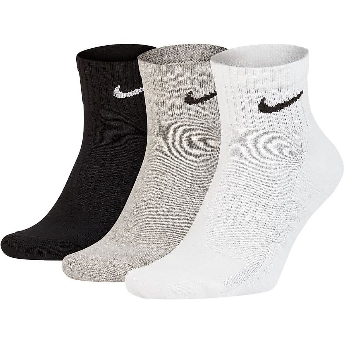Nike Everyday Cushion Ankle Training Socks (3 Pair), Men's & Women's Ankle Socks with Sweat-Wicking Technology, Multi-Color, Medium