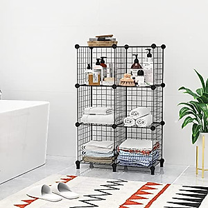 HOMIDEC Closet Organizers and Storage, 6 Storage Cubes, Wire Cube Storage DIY Room Storage Shelf for Garment Racks, Closet, Wardrobe