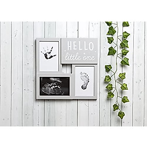 Kate & Milo Babyprints and Sonogram Hello Little One Collage Frame, Baby Handprint, Footprint and Ultrasound Baby Keepsake Frame, Pregnancy Announcement, Gender-Neutral, White