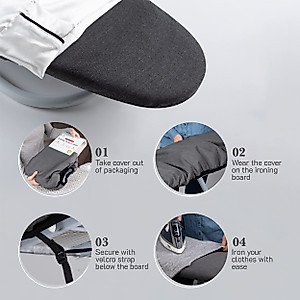 Air World Ironing Board Cover – Heavy Duty Ironing Board Pad with Adjustable Elastic Skirt, Bonus Hook & Loop Fasteners for 15X54 - Stain & Heat Resistant Iron Board Protective Cover