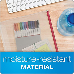 Cardinal Plastic Zippered Binder Pockets, 3-Hole Punched, Fits Full Letter Size 8-1/2" x 11" Sheets, Clear with Multicolor Zippers, 5-Pack (14650)