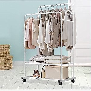 CDYD Floor-to-Ceiling Bedroom Folding Indoor Simple Coat Rack Balcony Hanger Double-Rod Clothes Drying Rack
