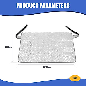 cueclue 1 PC Car Rear Window Sunshade, 55.11" x 31.49" Thickened Metal Film Flame-Retardant Cotton with Adsorption Force Cap, All Seasons Universal Protective Accessory, for Most Models (Silver)