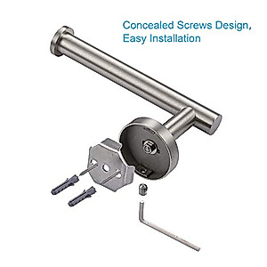 TASTOS Brushed Nickel Toilet Paper Holder SUS304 Stainless Steel, Modern Round Tissue Roll Holders Wall Mount, Toilet Paper Roll Dispenser Bathroom 5 inch TP Holder for Kitchen Washroom