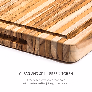 TeakHaus Edge Grain Cutting/Serving Board w/Hand Grip + Juice Canal (Rectangle) | 16" x 12" x 1.5"