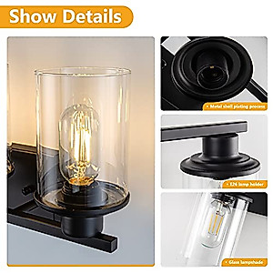 RyaHQ Bathroom Light Fixtures Over Mirror Bathroom Vanity Light Fixture 3 Light Vanity Lights for Bathroom Vanity Lighting Fixtures Wall Sconce Wall Lamp Wall Light Fixtures Black